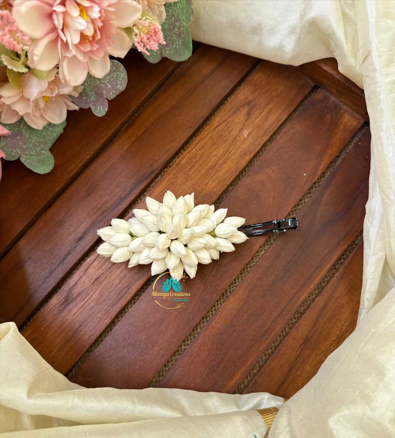 Hair Clip - Real Look like White Mottu Malli – Jasmine Centre Clip ...