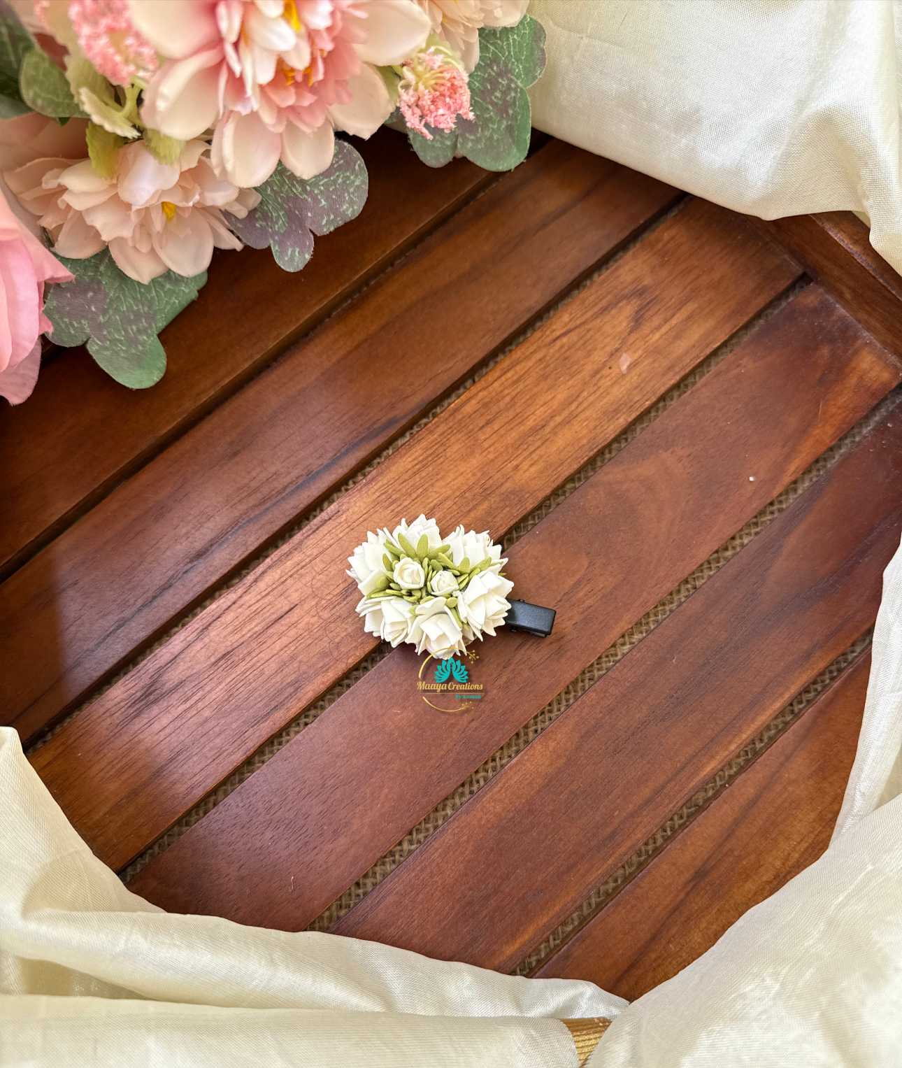 Real Look like Bloomed Jasmine with Green Touch – Alligator Pin - J261 ...