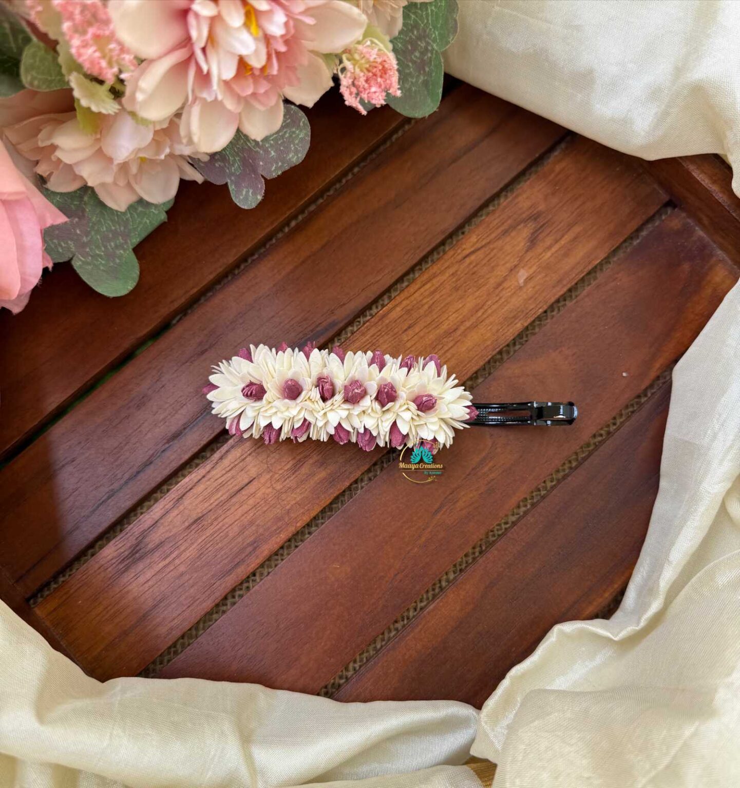 Hair Clip - Real Look like White with Magenta Mottu – Jasmine Centre ...