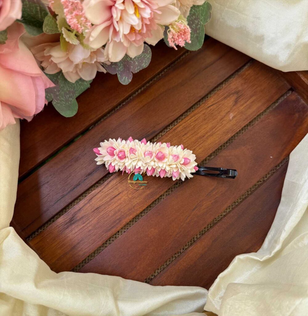 Hair Clip - Real Look like White with Pink Mottu – Jasmine Centre Clip ...