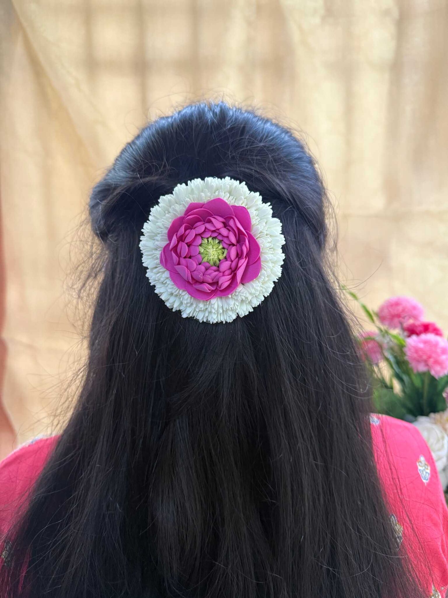 Lotus with Nithya Malli Alligator clip combo - J302 - Maaya Creations